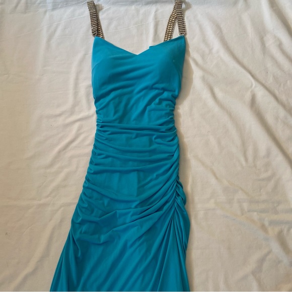 Cache | Dresses | Cache Vintage Blue Bling Rhinestone Ruched Gown Nwt ...